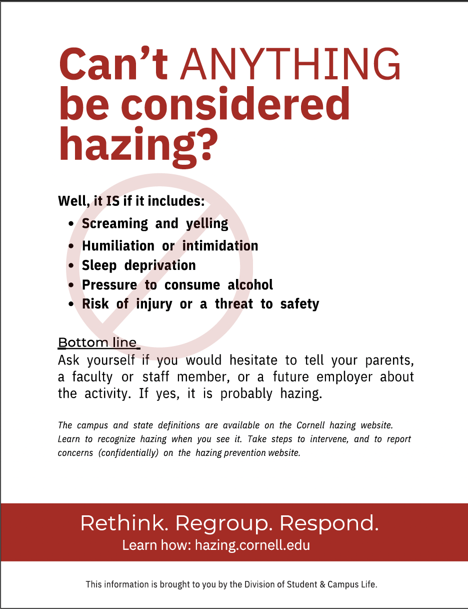 Definitions | Hazing at Cornell